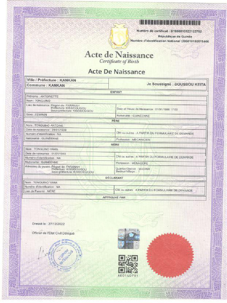 Extrait de Naissance | PDF