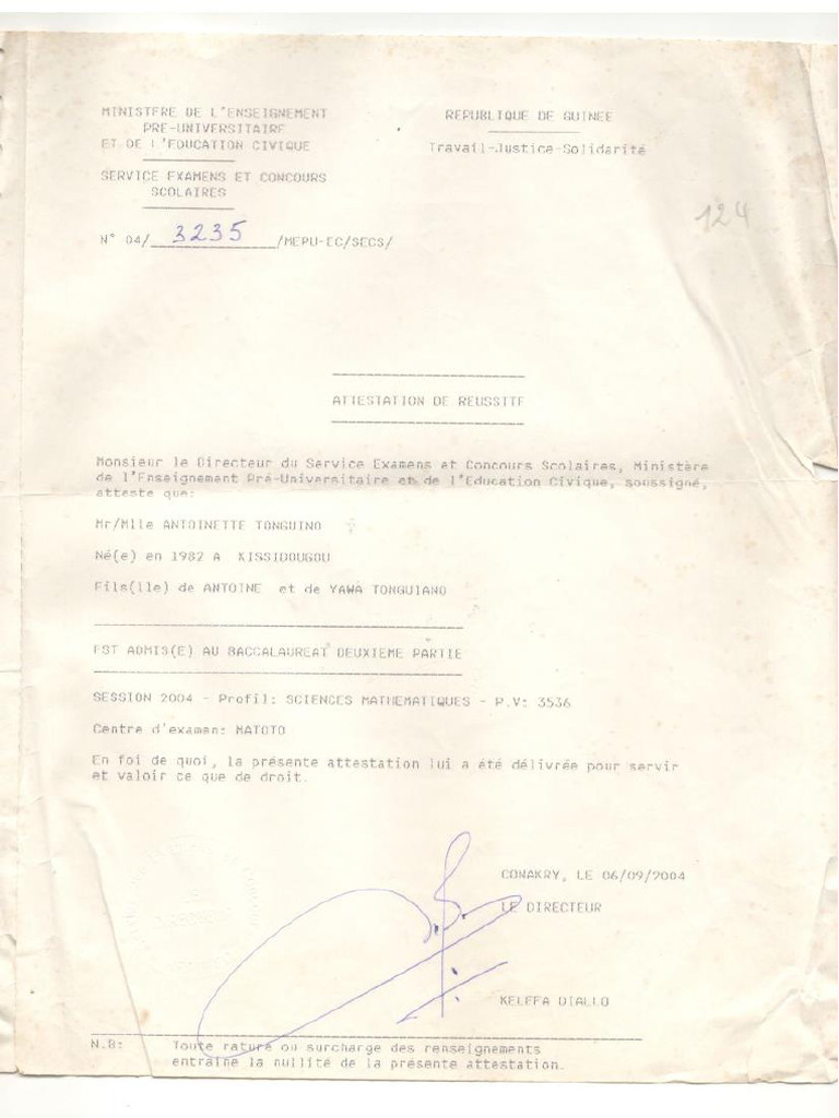 Certificat Bac | PDF