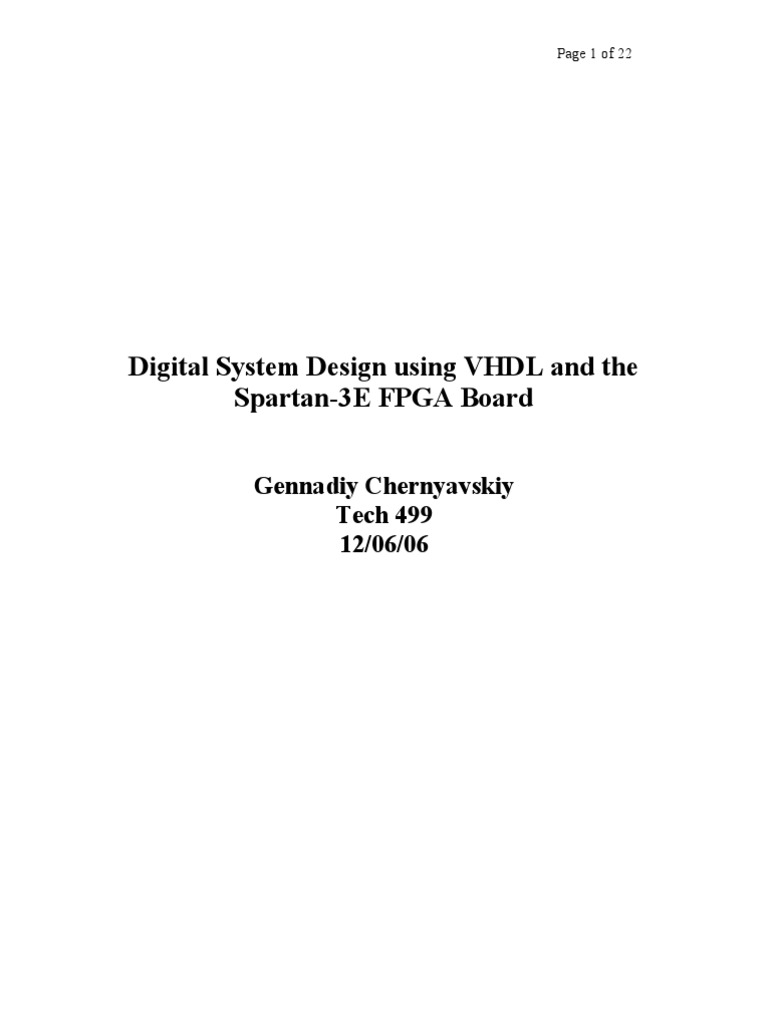 Digital System Design Using VHDL and The Spartan-3E FPGA Board | PDF | Vhdl | Field Programmable ...
