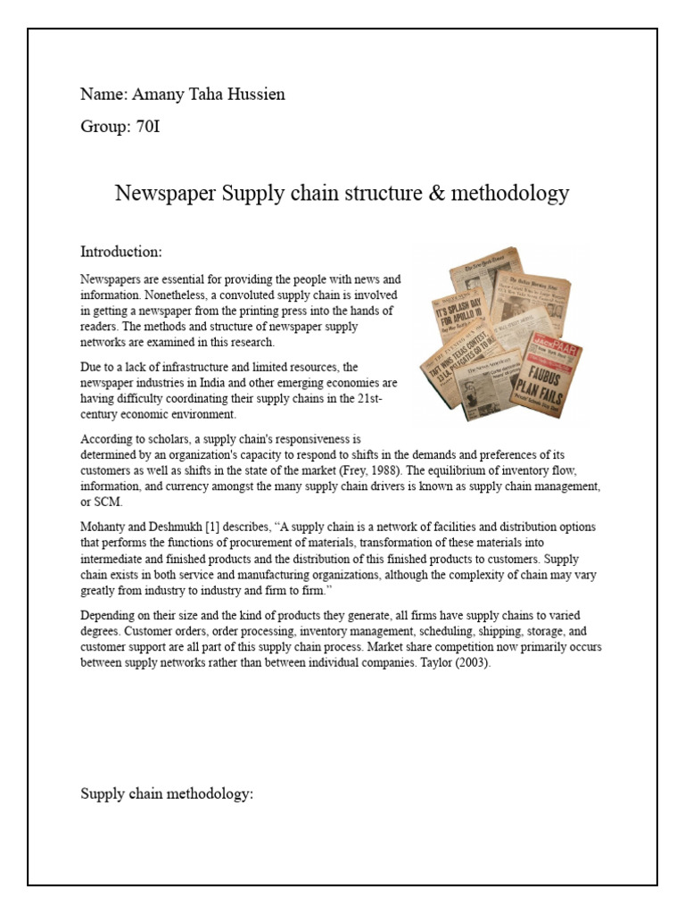 Newspaper SC - Assignment #1 - Amany Taha | PDF | Supply Chain | Newspapers