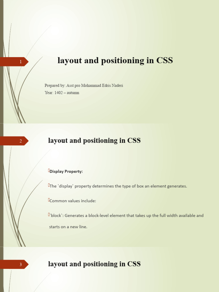 7 - Layout and Positioning in CSS | PDF | Html Element | Page Layout