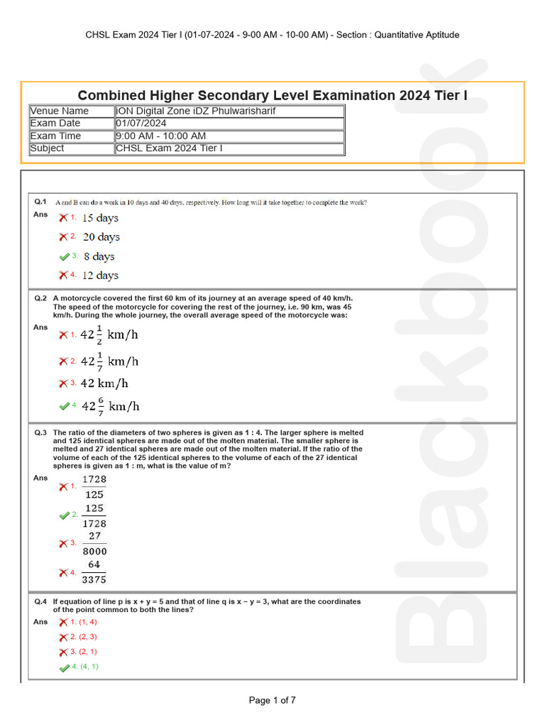 Quantitative Aptitude - CHSL24 - ENGLISH - Qmaths | PDF | Area | Circle