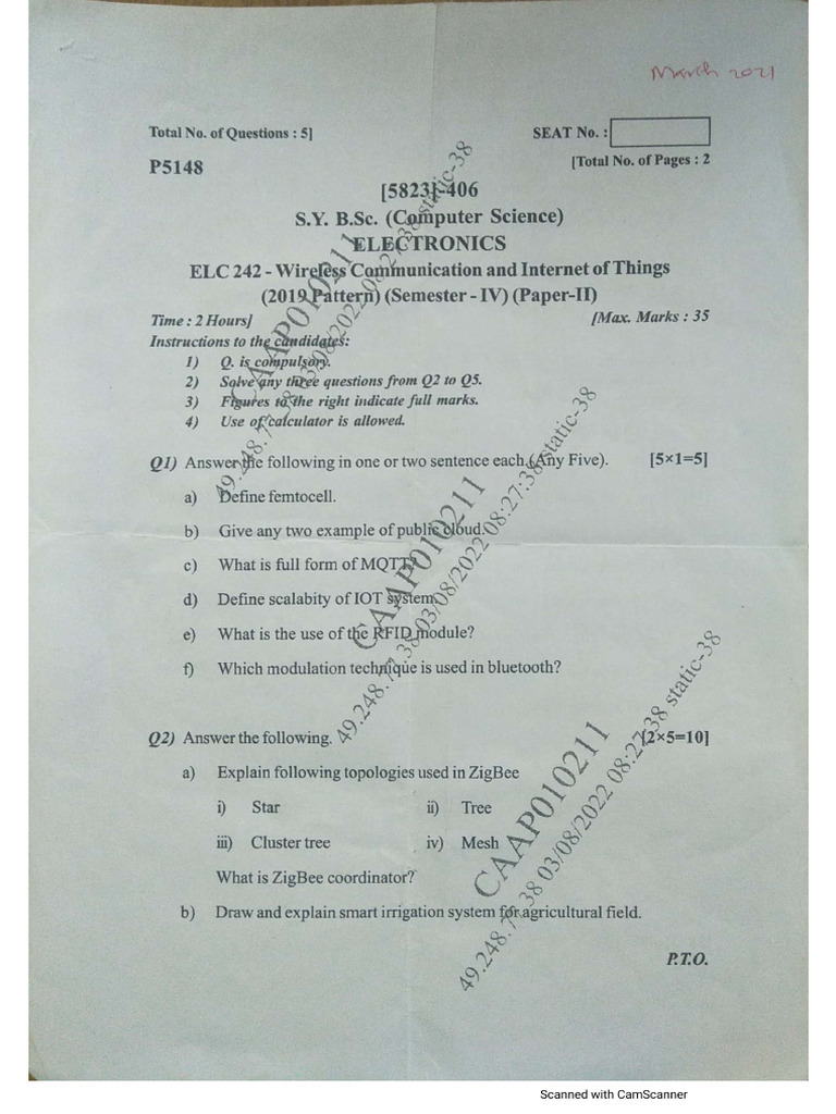 Question Papers Sy s1 E2 | PDF