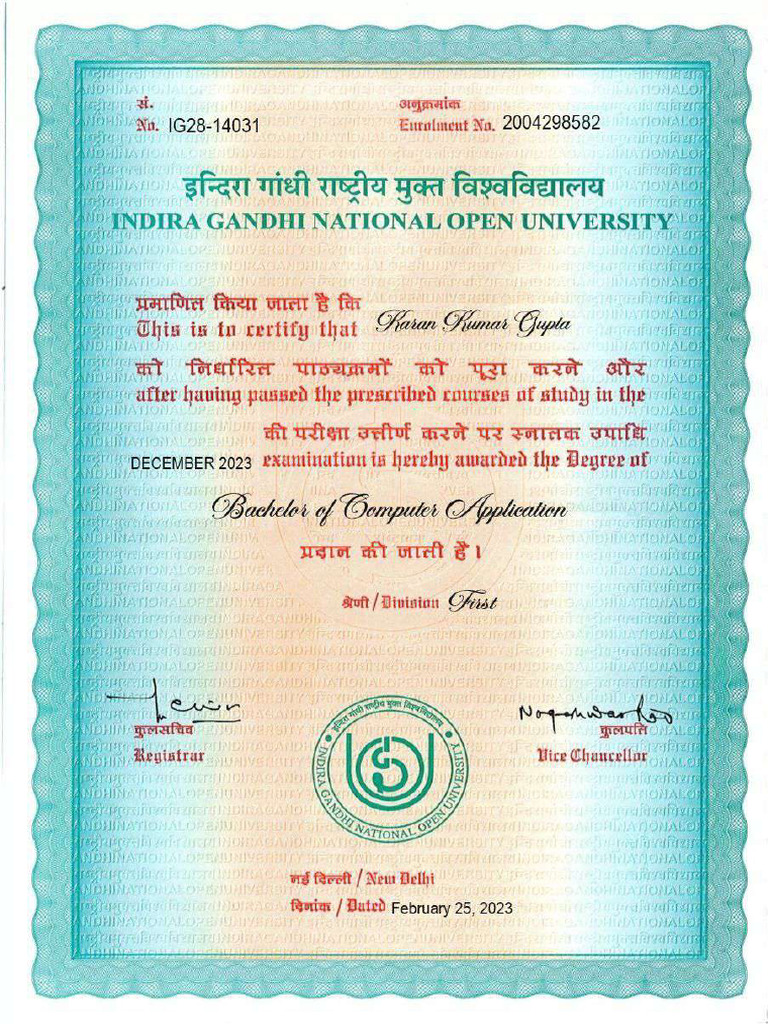 Bca Certificate Karan | PDF