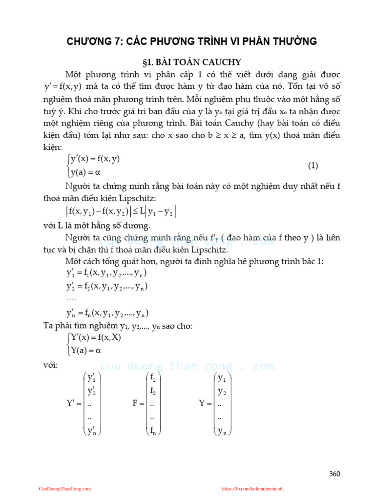 Matlab Tran Van Chinh Chuong 7 Cac Phuong Trinh Vi Phan Thuong (Cuuduongthancong - Com) | PDF