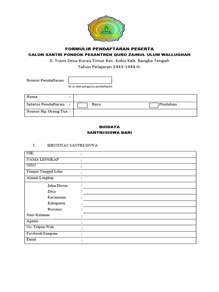 Formulir Pendaftaran Peserta | PDF