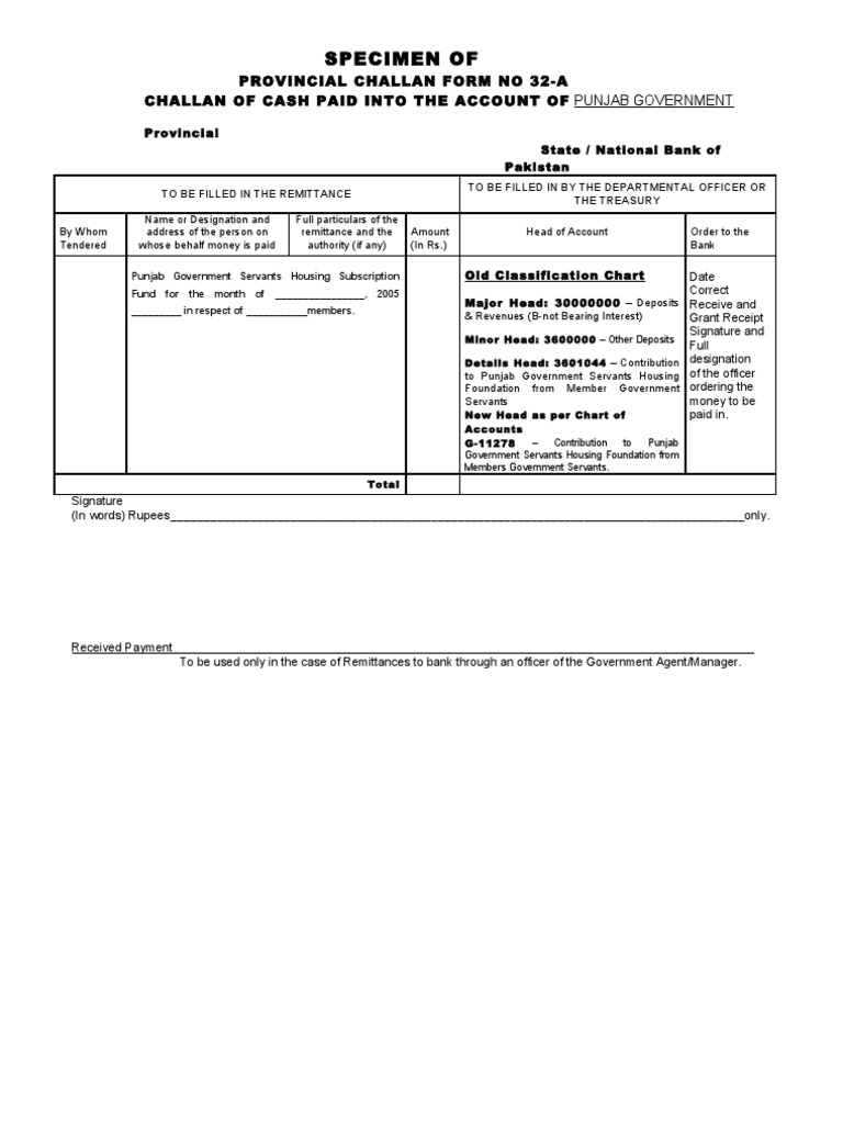 32-A Challan Form | PDF