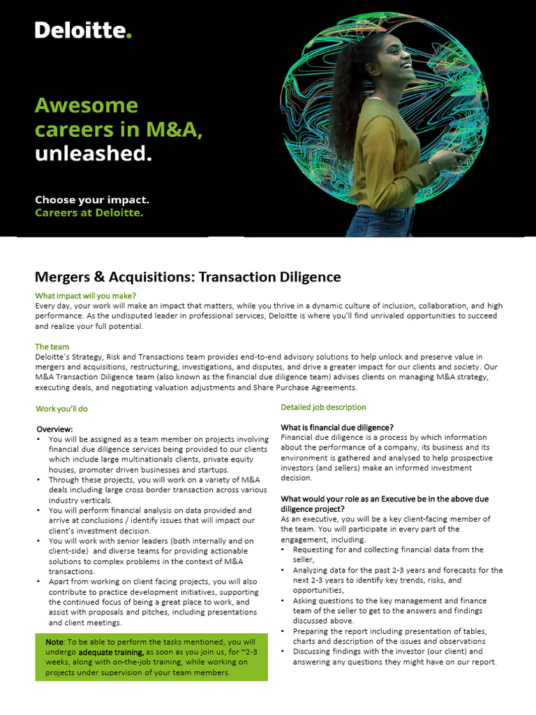 Deloitte | PDF | Mergers And Acquisitions | Due Diligence