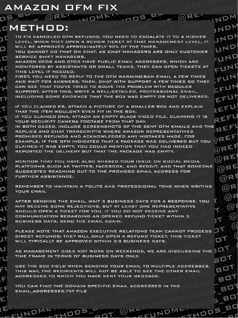 Amazon OFM Fix | PDF