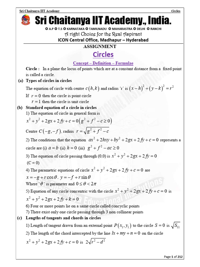 Circles 12 Pdf Circle Analytic Geometry
