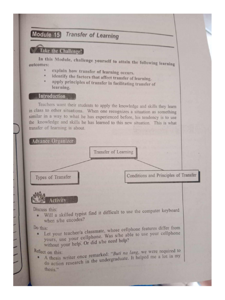 M15 - Transfer of Learning | PDF