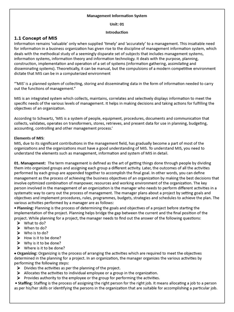 unit 1 introduction | PDF | Management Information System | Information unit 1 introduction | PDF | Management Information System | Information