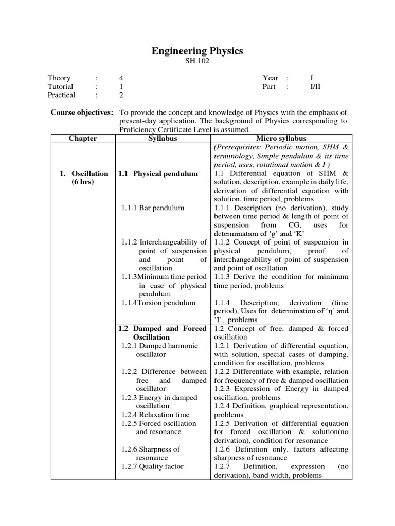 Engineering Physics Course Overview | PDF | Diffraction | Waves