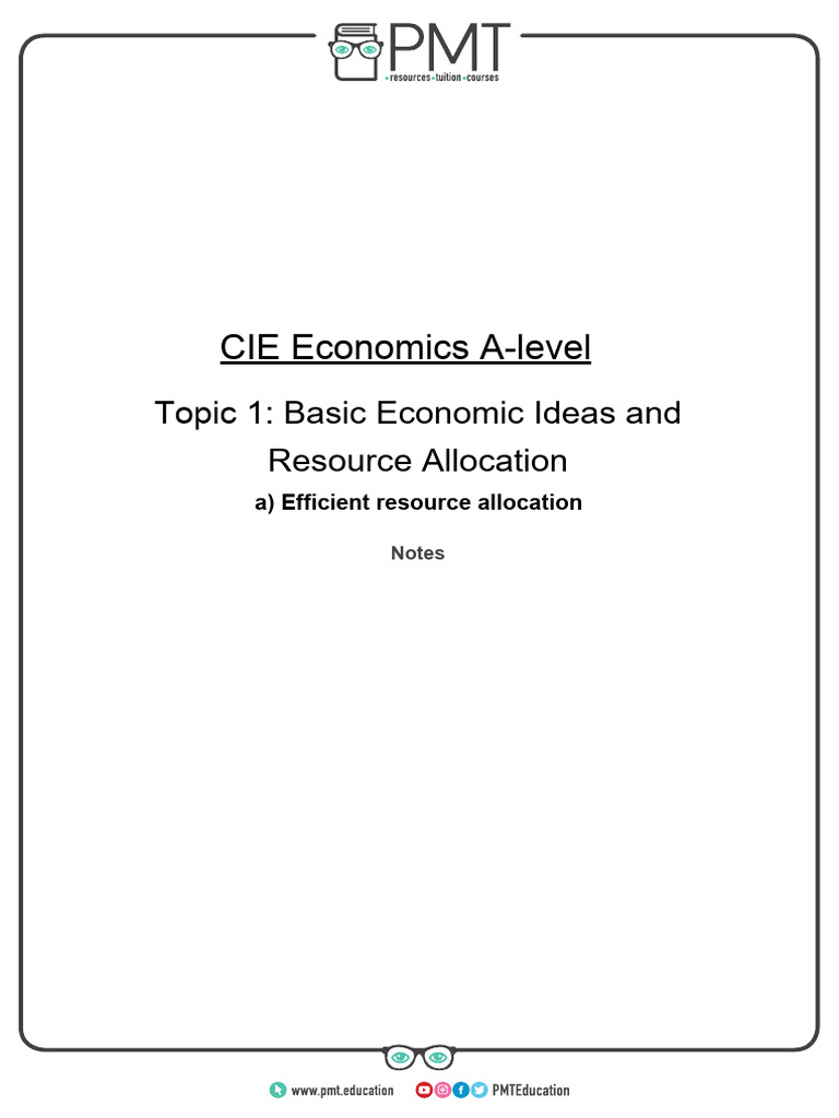 A Efficient Resource Allocation Pdf Welfare Economics Pareto Efficiency
