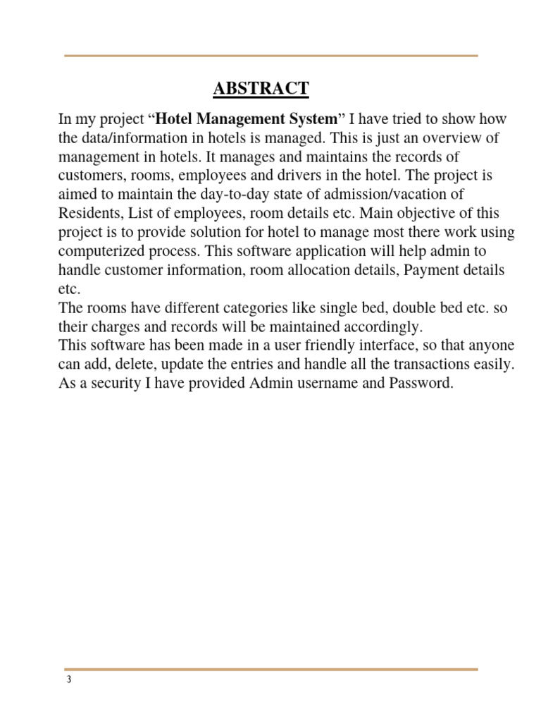 Hotel Management Project | PDF | Operating System | Feasibility Study