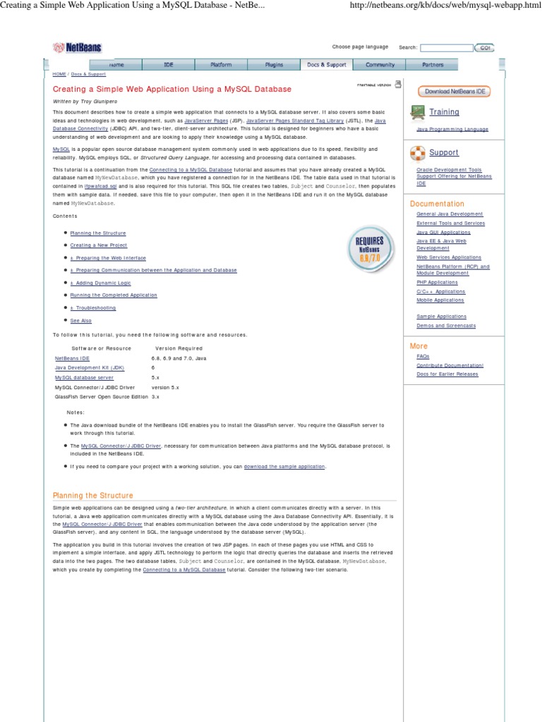 Creating A Simple Web Application Using A Mysql Database Netbeans Ide