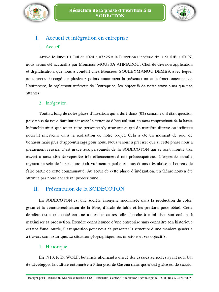 Présentation de La SODECOTON | PDF | Coton | Gestion des ressources ...