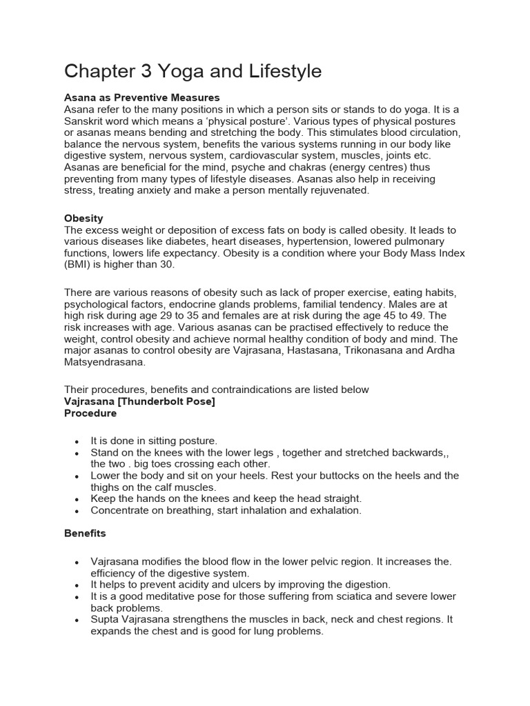 Yoga for Lifestyle Diseases | PDF | Obesity | Asana