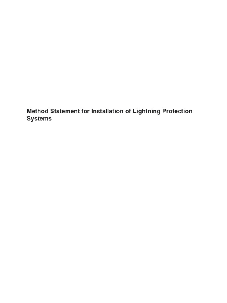 Method Statement For Installation of Lightning Protection | PDF ...