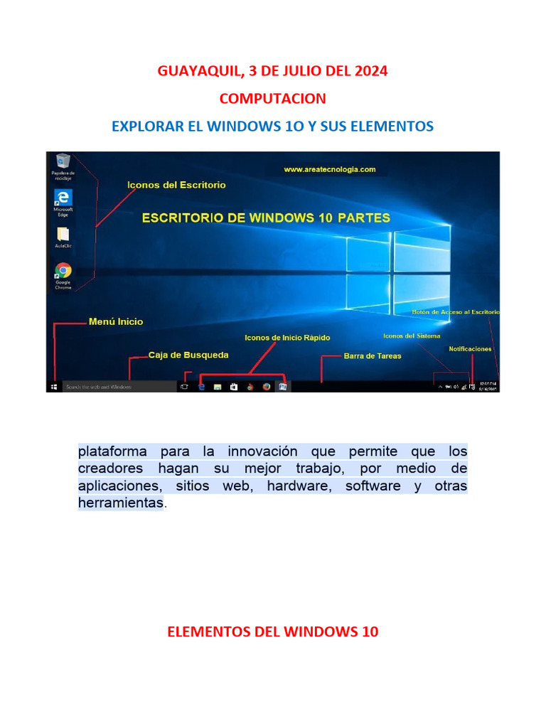 Explorar Windows 10 y Sus Elementos | PDF