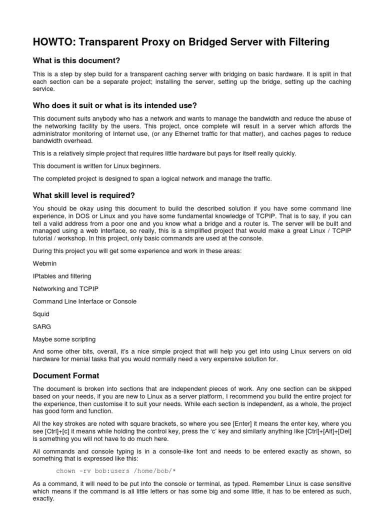 Transparent Cache Bridge | PDF | Port (Computer Networking) | Proxy Server