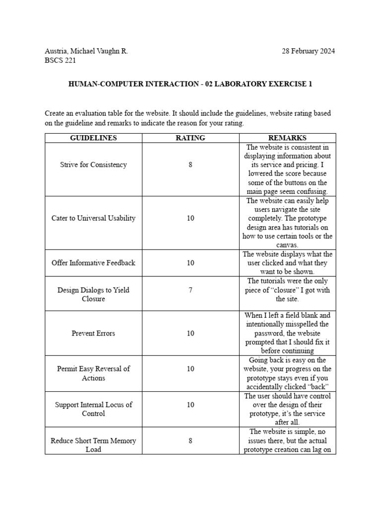 Austria - 02 LabExercise 1 | PDF | Human–Computer Interaction | User Interface