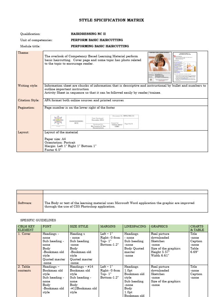 Style Spicification Matrix | PDF | Page Layout | Graphic Design Style Spicification Matrix | PDF | Page Layout | Graphic Design