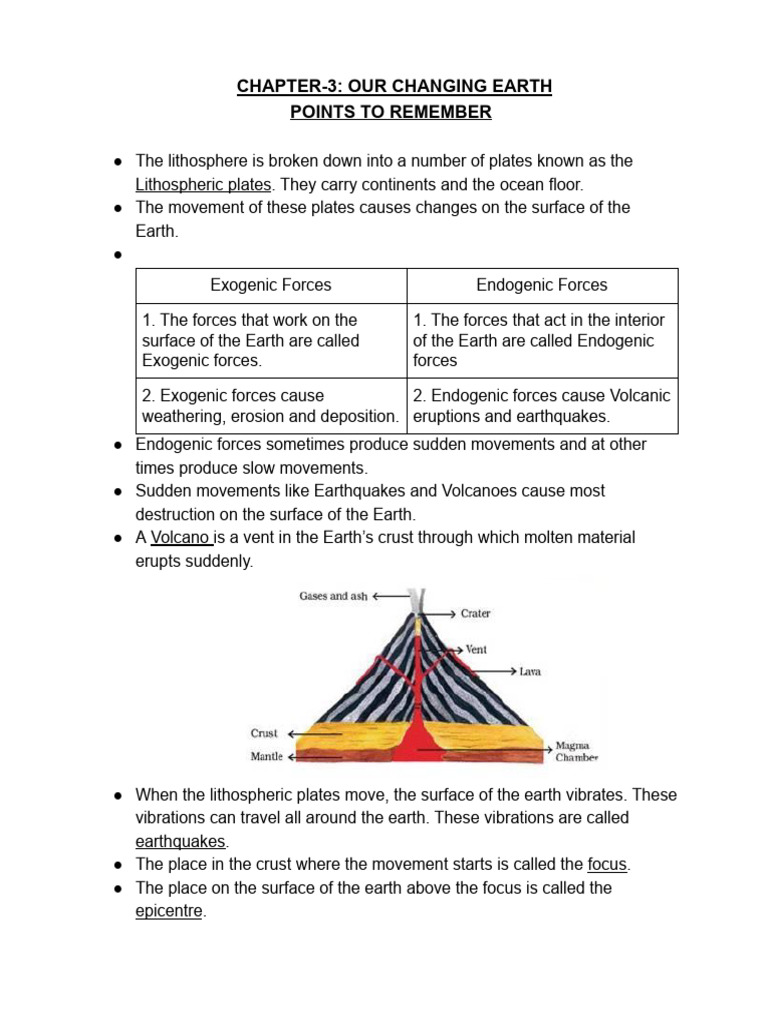 Chapter 3 - Notes Our Changing Earth | PDF | River | Volcano