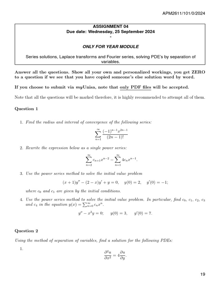 Assignment 04-Apm2611-2024 | PDF | Partial Differential Equation ... Assignment 04-Apm2611-2024 | PDF | Partial Differential Equation ...