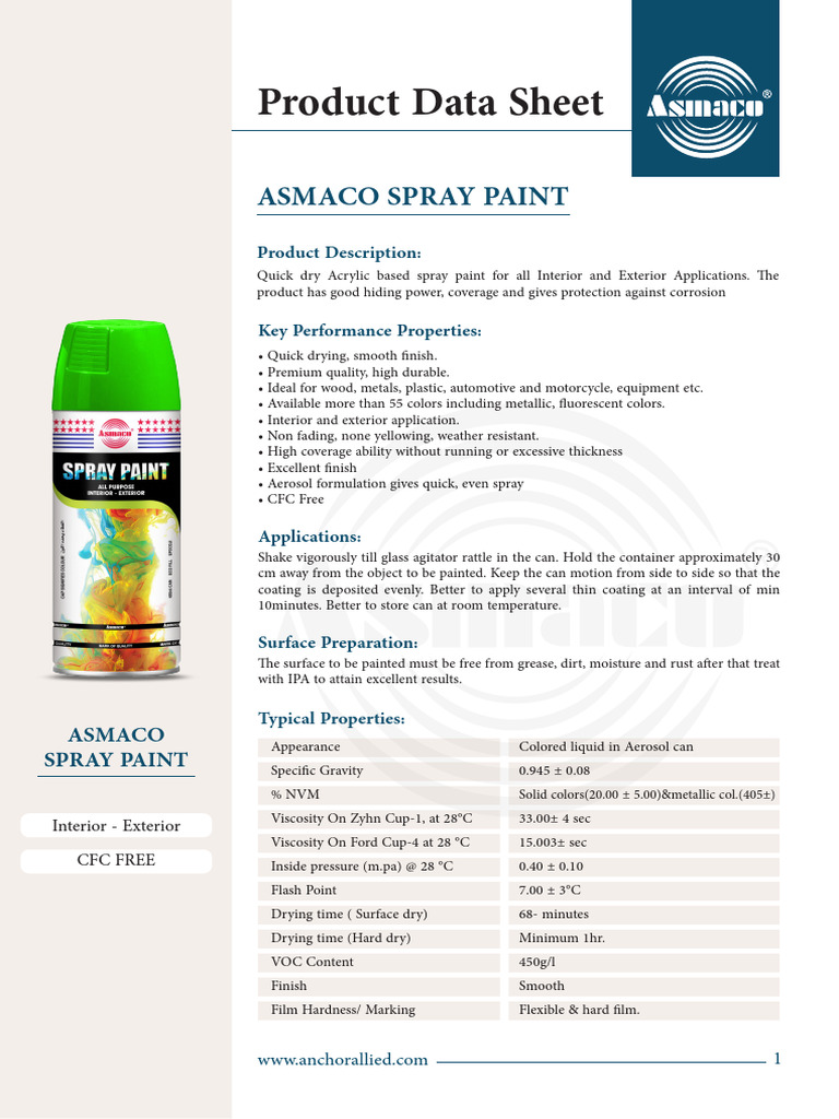 Spray Paint ASMACO - MSDS | PDF | Paint | Secondary Sector Of The Economy