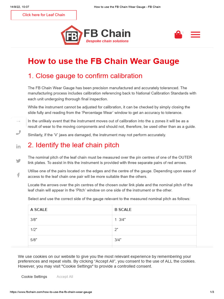 CADENA - How To Use The FB Chain Wear Gauge - FB Chain | PDF ...