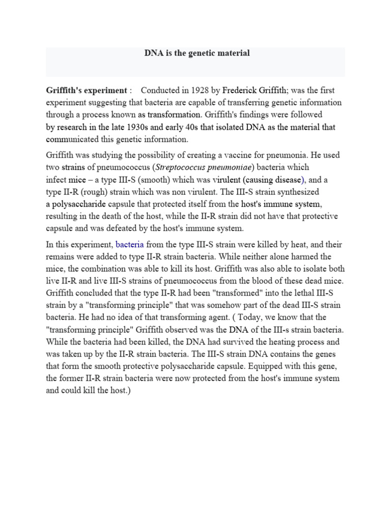 DNA Genetic Material 1 | PDF | Biology | Microbiology