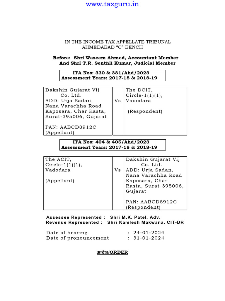 Dakshin Gujarat Vij Co. Ltd. Vs DCIT ITAT Ahmedabad | PDF | Expense | Depreciation