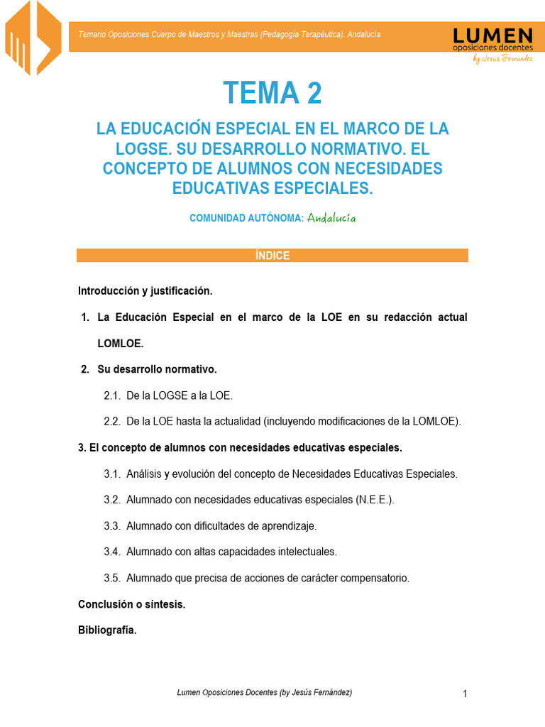 Tema 2 - Completo | PDF | Educación especial | Aprendizaje