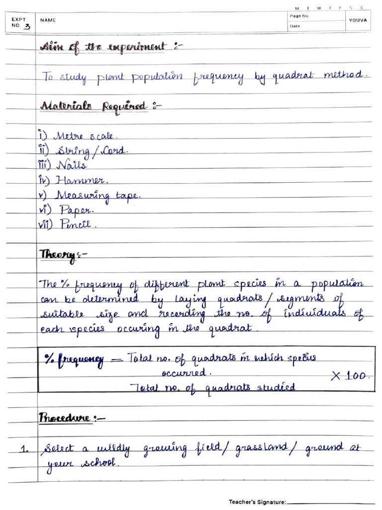 Quadrat Method for Plant Frequency Study | PDF