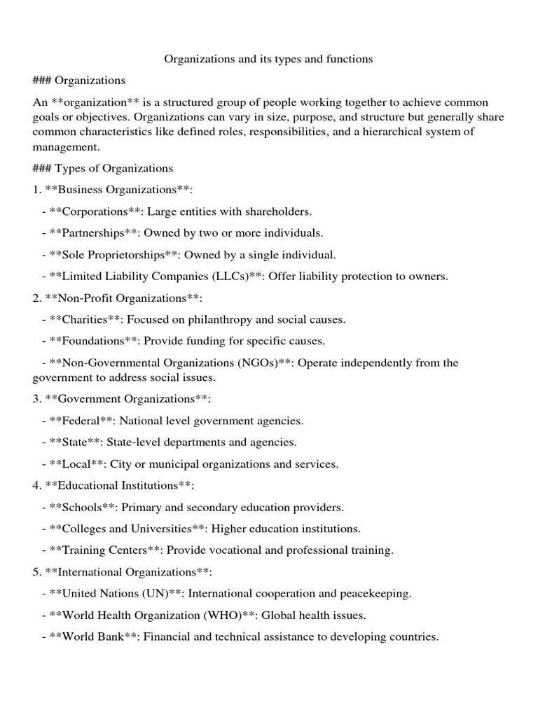 Organizations and Its Types and Functions | PDF | Goal | Human Resources