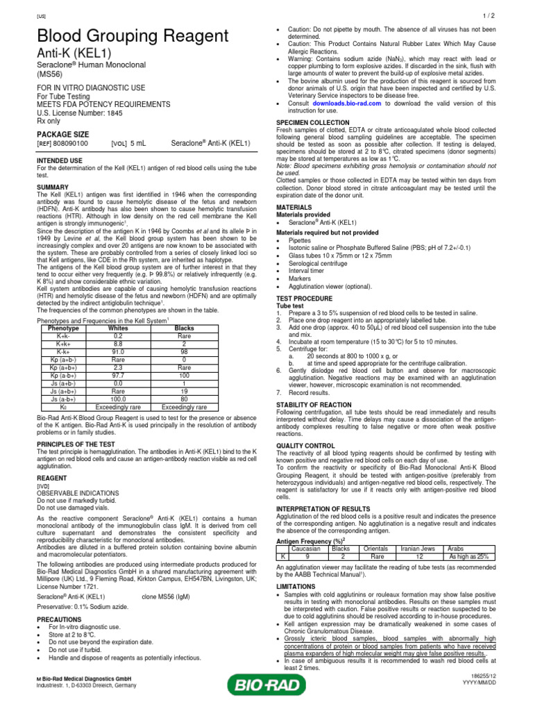 Package Insert - Blood Grouping Reagents and Anti-Human Globulin ...