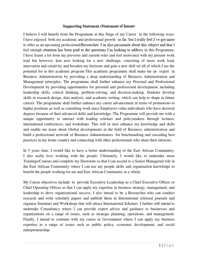 EIU Statement of Intent | PDF | Expert | Creativity