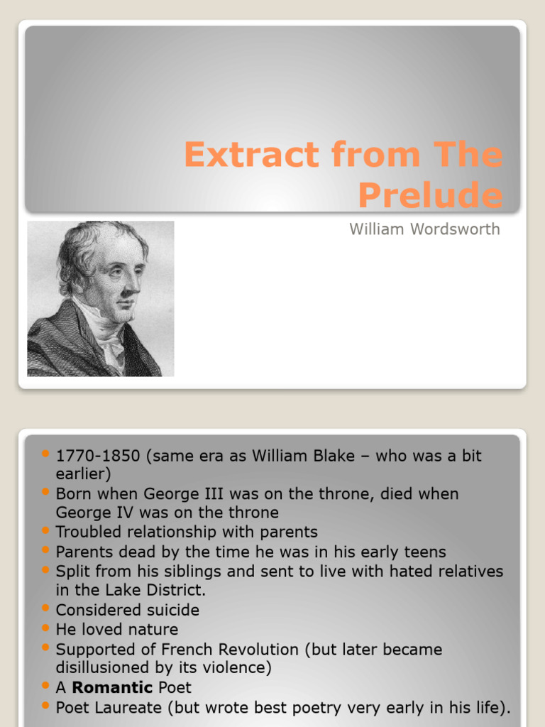 Extract From The Prelude | PDF | Poetry | Romanticism