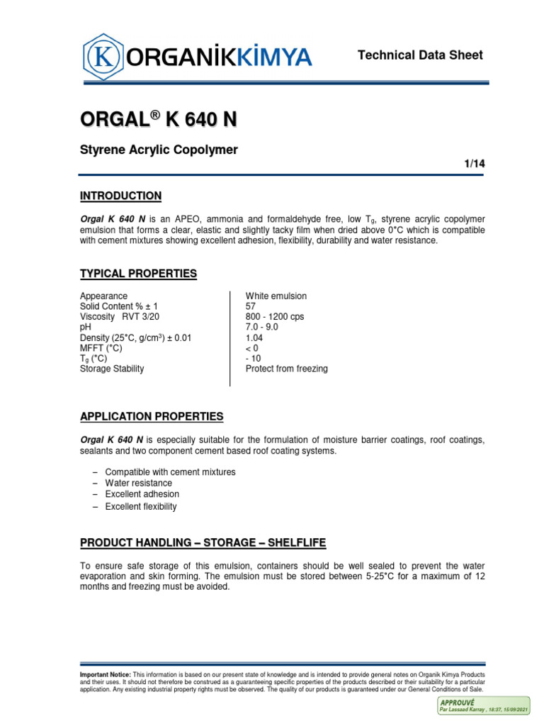 TDS Orgal K640N | PDF