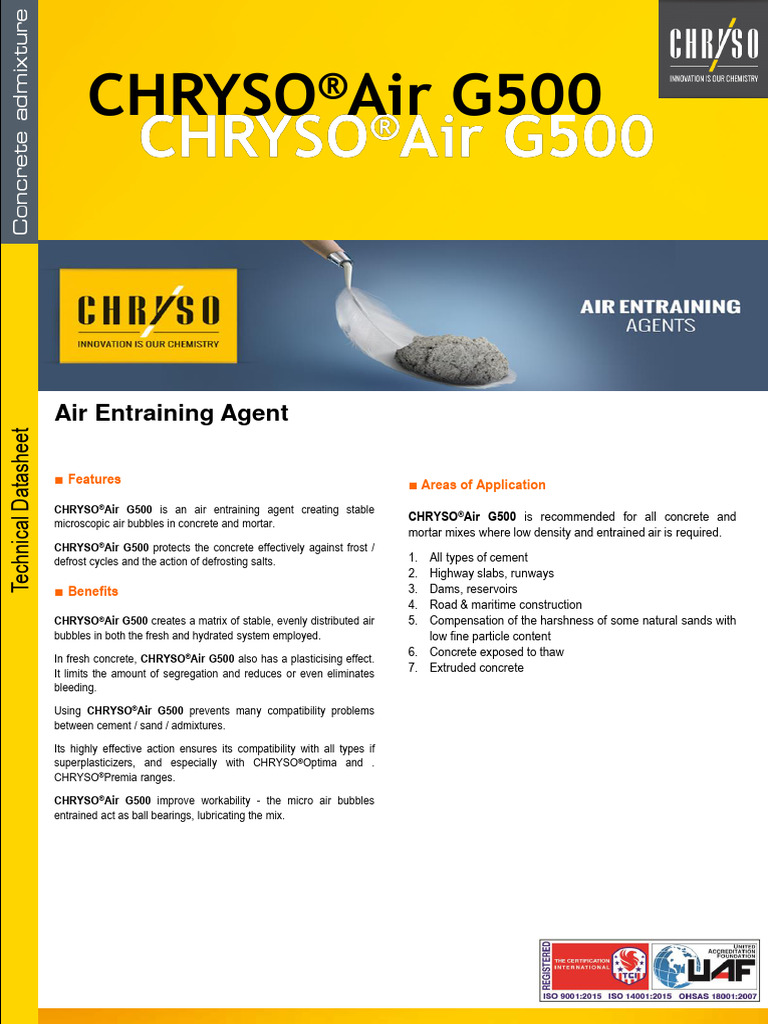 Chryso-Air-G500 7255 3998 | PDF | Concrete | Materials