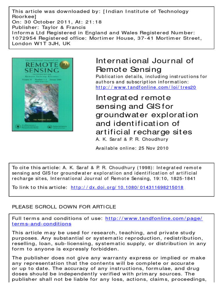 Integrated Remote Sensing And Gis For Groundwater Exploration And