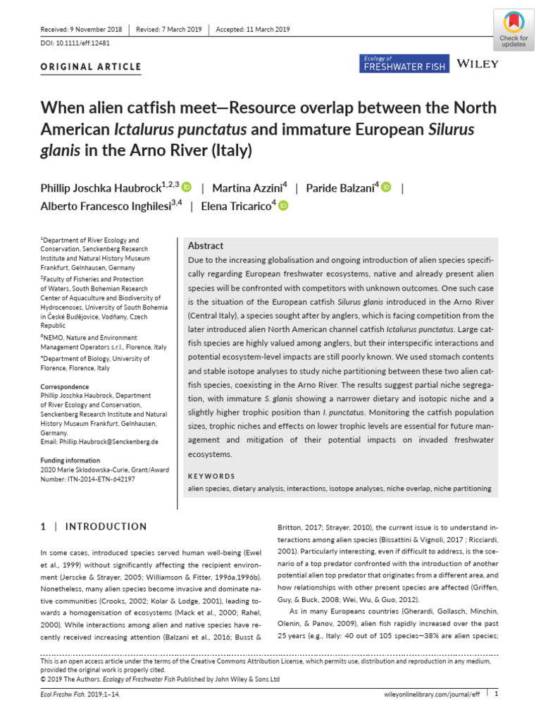 2018 - When Alien Catfish Meet - Italy | PDF | Ecological Niche ...