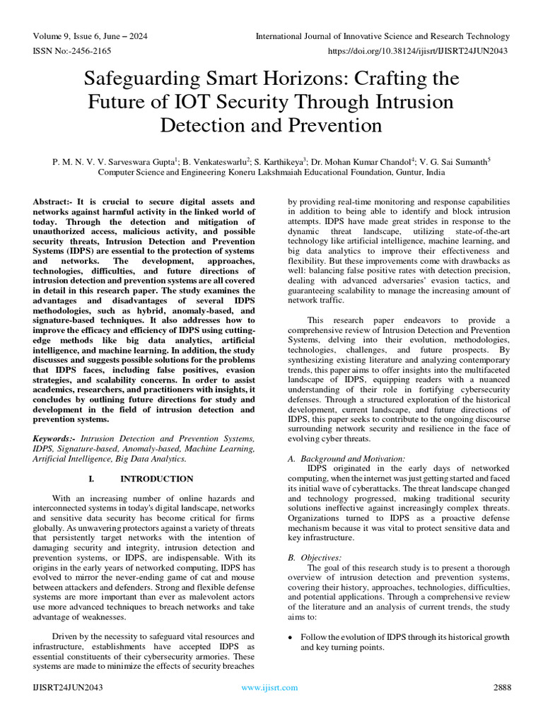 Safeguarding Smart Horizons: Crafting The Future of IOT Security Through Intrusion Detection and ...