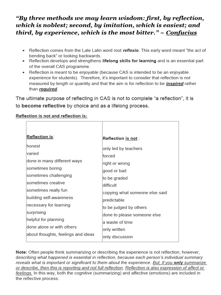 Reflection Handout For Students October 2022 | PDF | Experience ...