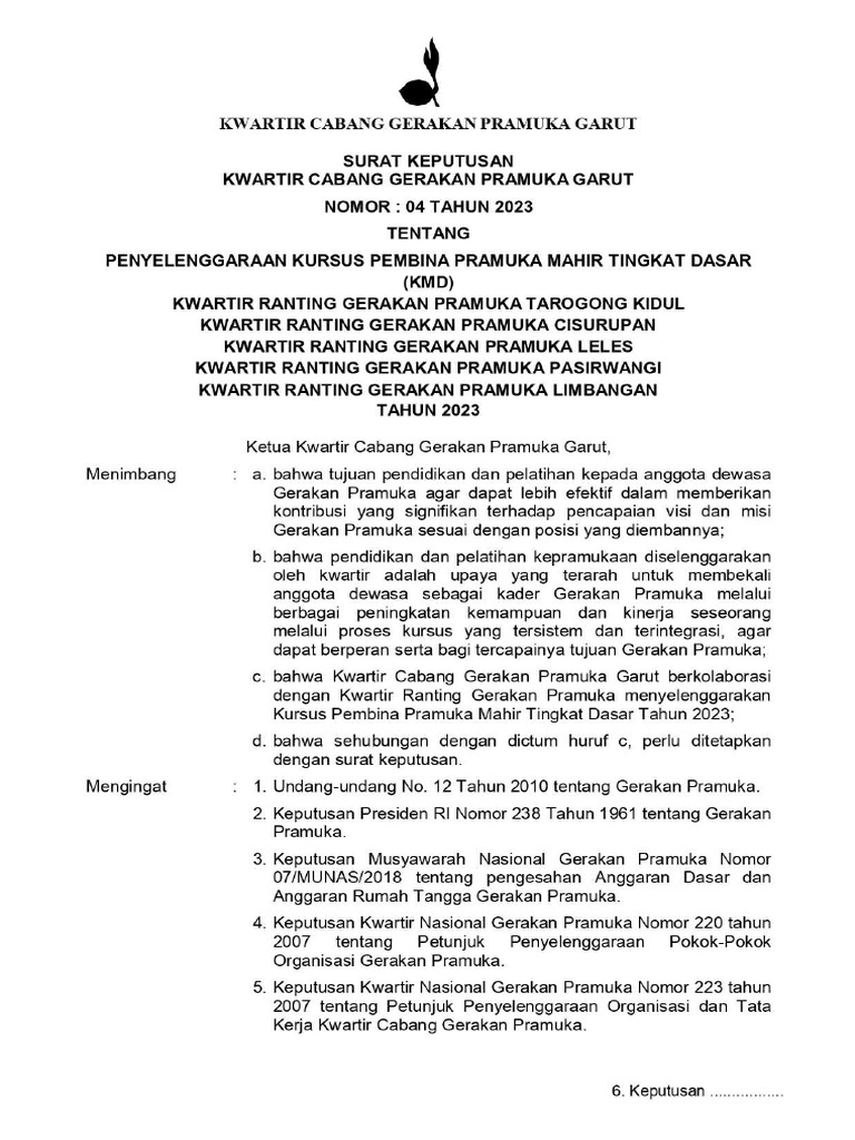 04 SK PENYELENGGARAAN KMD 2023 (Cisurupan, Tarogong Kidul, Leles, Pasirwangi Dan Limbangan) (1 ...