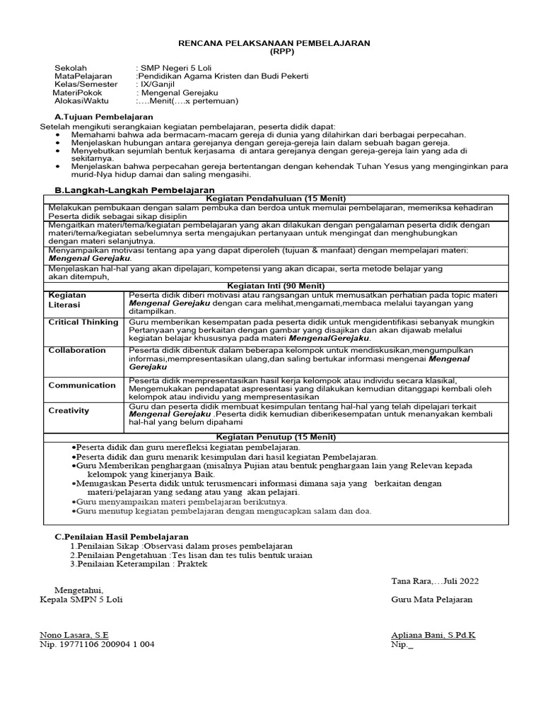 2 - RPP PAK Kls 9 Smster 1 - WWW - Kherysuryawan.id | PDF | Karier ...
