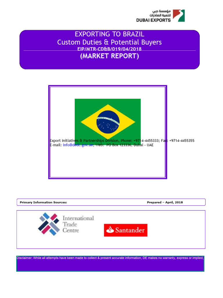 MTR CD b019!04!2018 Brazil Cust Duties Buyers Report | PDF | Taxes | Customs