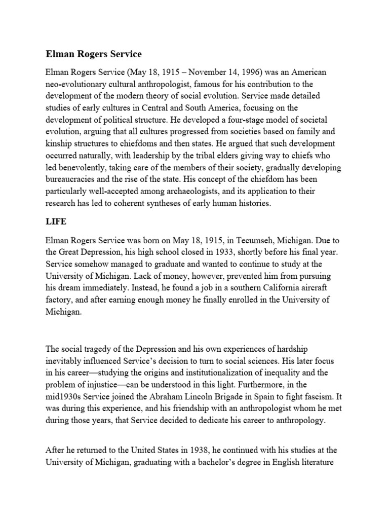 Elman Servis - Classification | PDF | Tribe | Liberal Arts Education