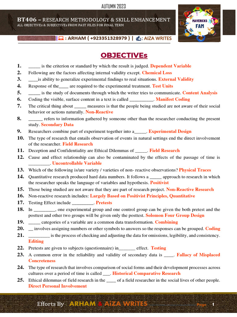 BT406 Final Term File by Arham | PDF | Qualitative Research | Sampling (Statistics)